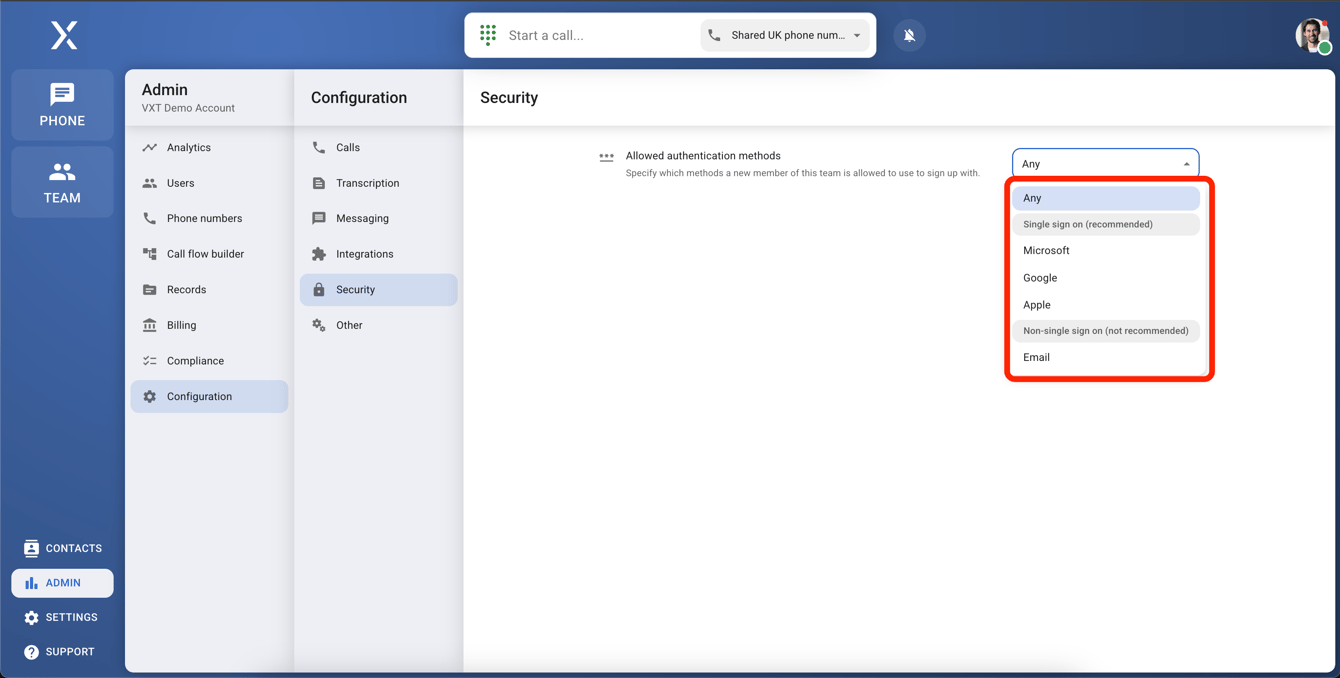 Managing authentication methods for new users