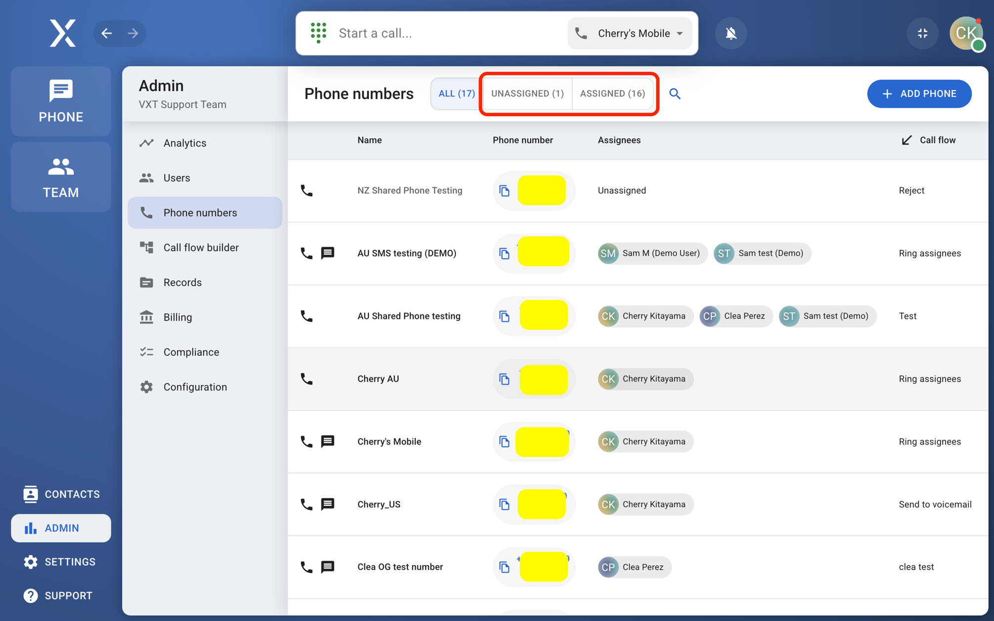 Add and manage phone numbers